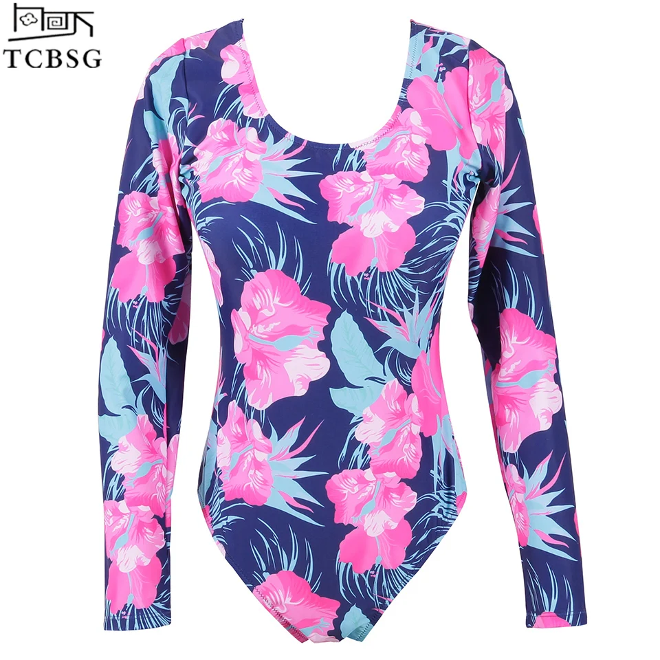 Tcbsg Sexy One Piece Swimsuit Long Sleeve Swimwear Women 2019 New Print