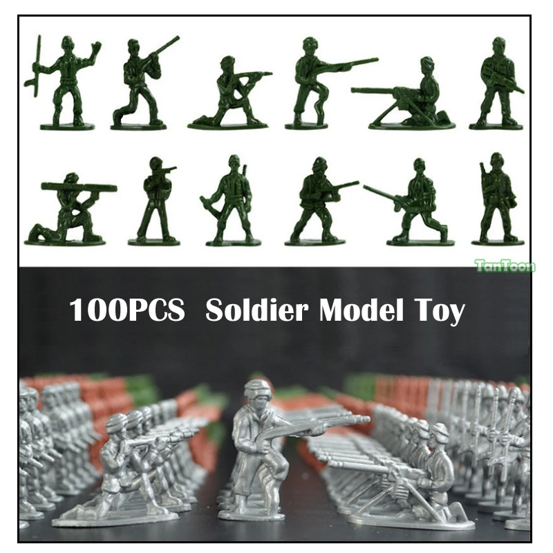 100pcs/lot 3.5cm high Soldier Model Military sandbox game Plastic Toy ...
