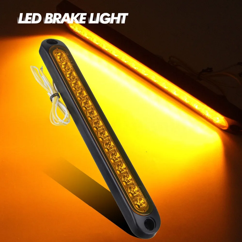 15 LED Amber/Yellow Waterproof Light Bar Stop Turn Tail 3rd 12 24V ...