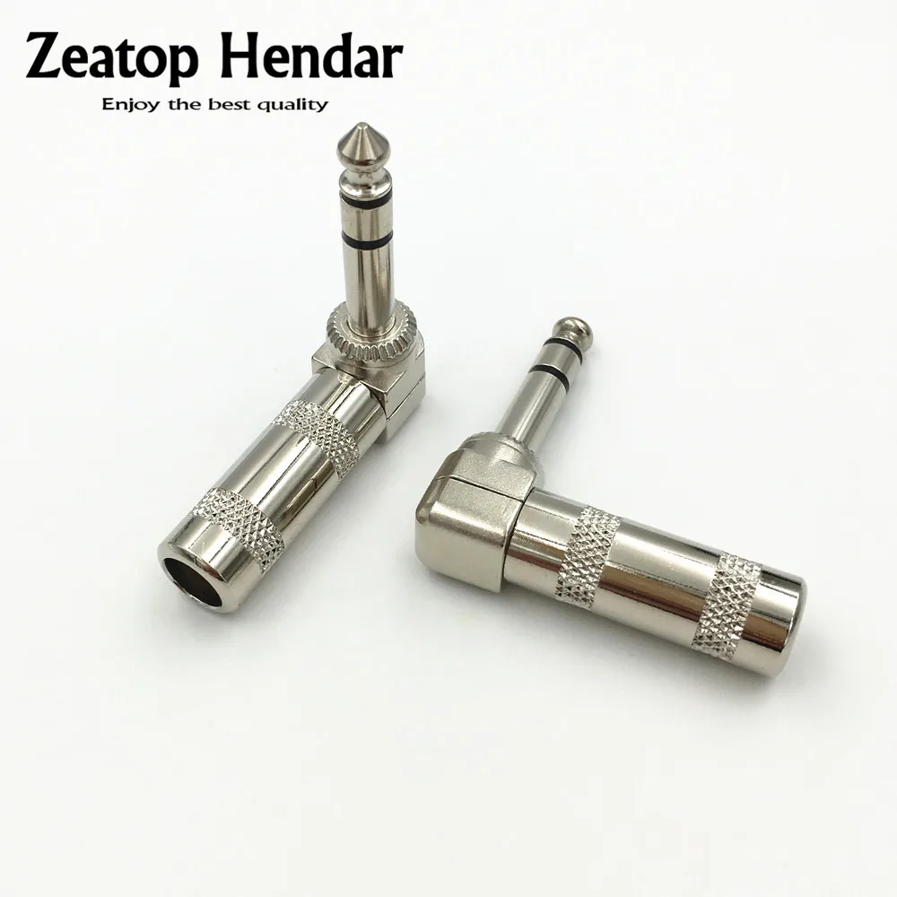 10pcs Brass 6.35 Mm 3 Pole Stereo Jack Right Angle 90 Trs Male Plug ...