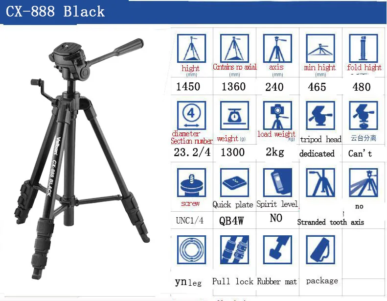 Velbon Cx-888 Sections Aluminium Travel Compact Tripod Leg - Tripods ...