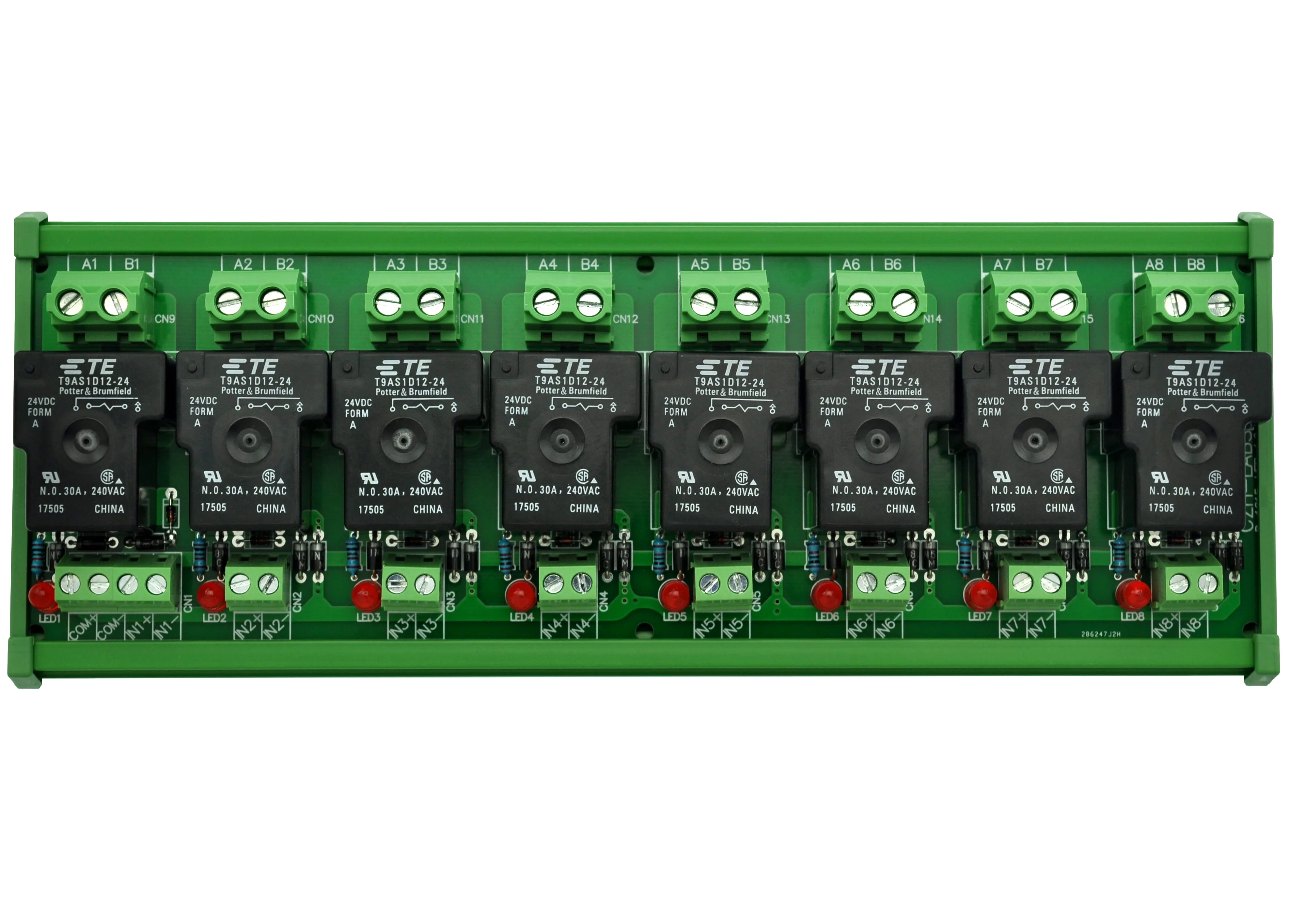 CZH-Labs DIN Rail Mount 24V Passive 8 SPST-NO 30Amp Power Relay Module ...