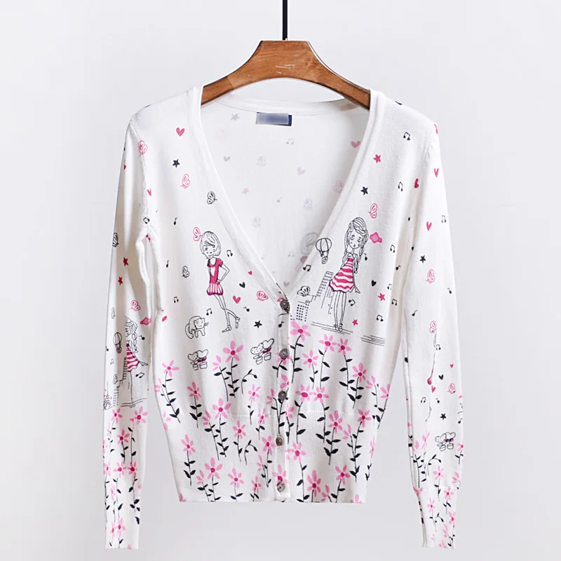 Cardigan tricoté pour femmes, pull over pour filles et amour, imprimé ...