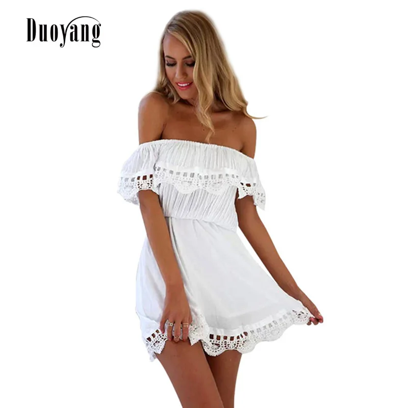 Buy Summer Women Dress Sexy Tube Top Off The Shoulder Sundresses 2018 Lace