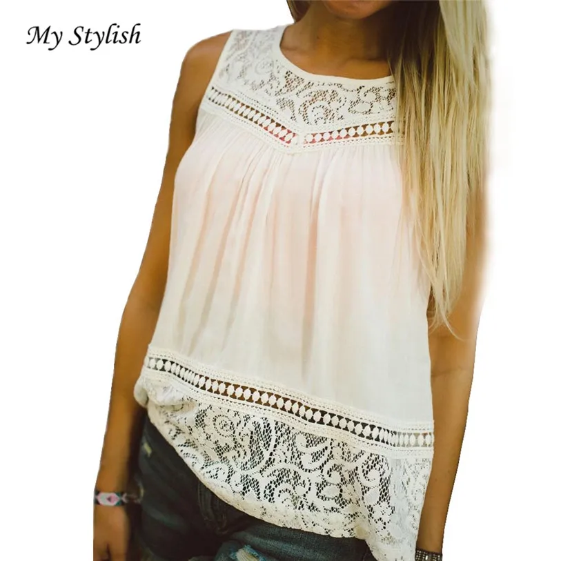 Tank Tops 2018 New Fashion Casual Women Summer Lace Splice Vest Top ...
