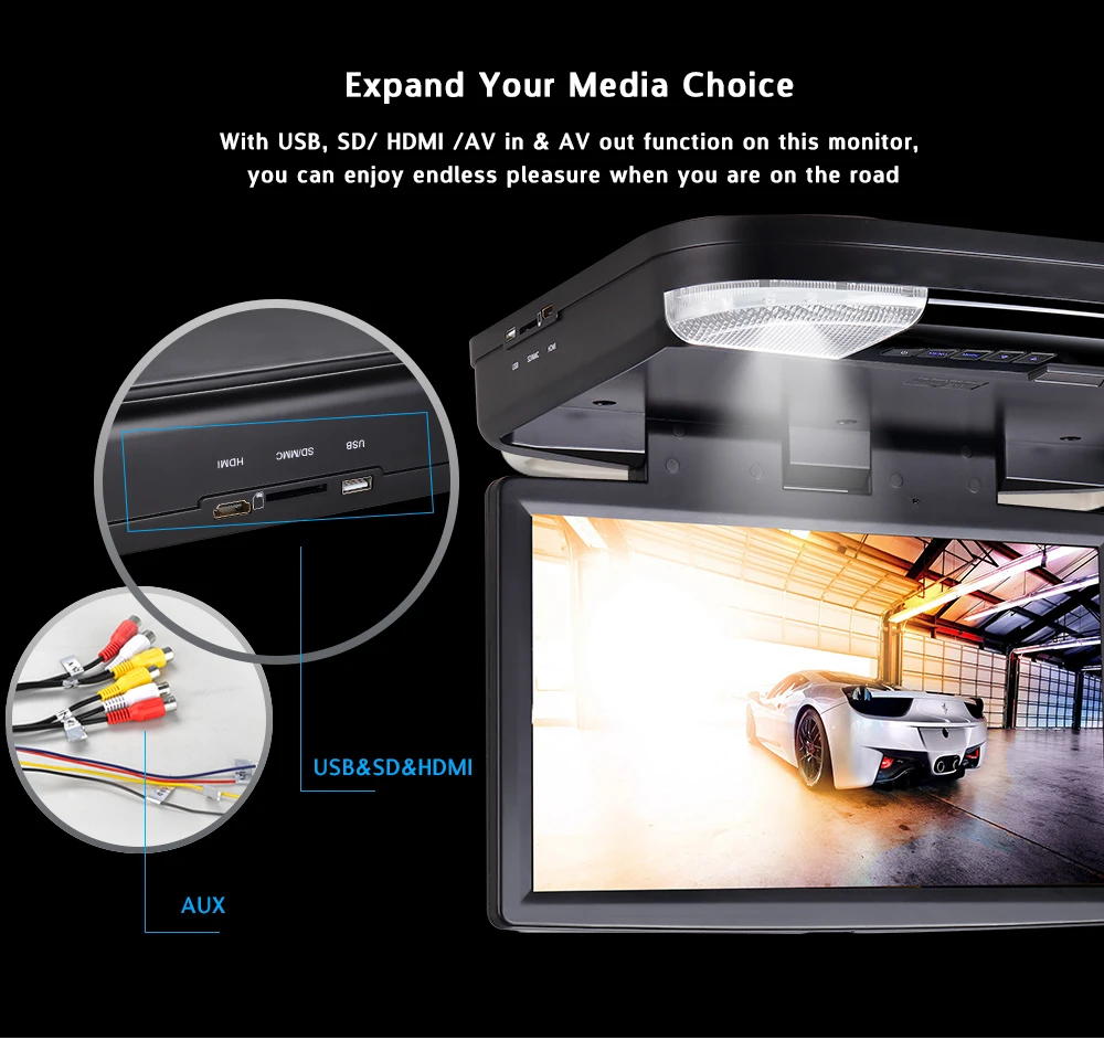 XST 15.6 Inch Car Ceiling DVD Flip Down Car Roof DVD Monitor DVD with ...