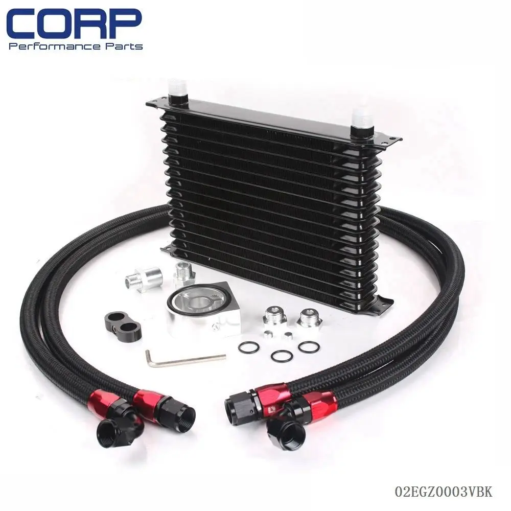 Universal 15 Row JDM Engine Oil Cooler Kit + Sandwich Plate + AN10 Oil ...
