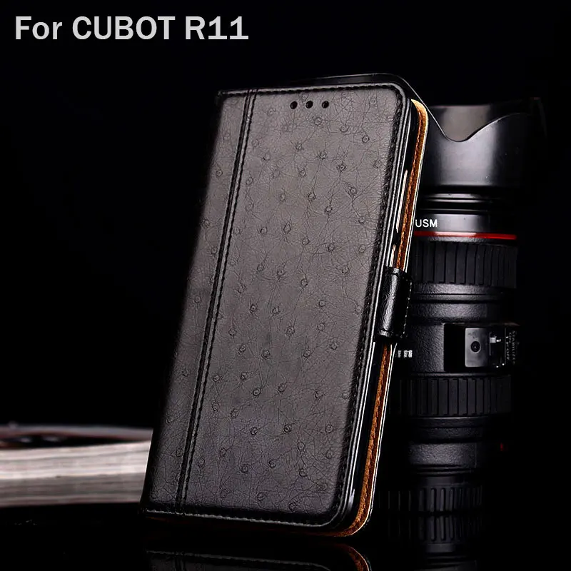 for Cubot R11 case Luxury Ostrich Leather capa with Stand Card Slot ...