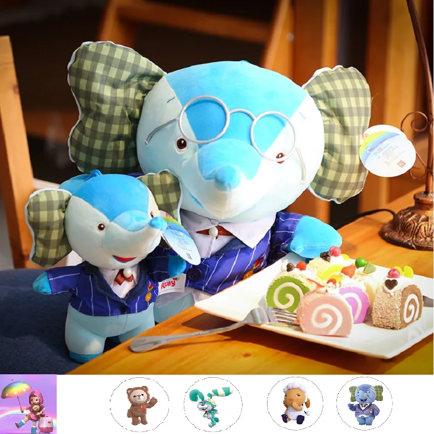 25cm/35cm/45cm Kawaii Plush Elephant Family Rainbow Ruby stuffed ...