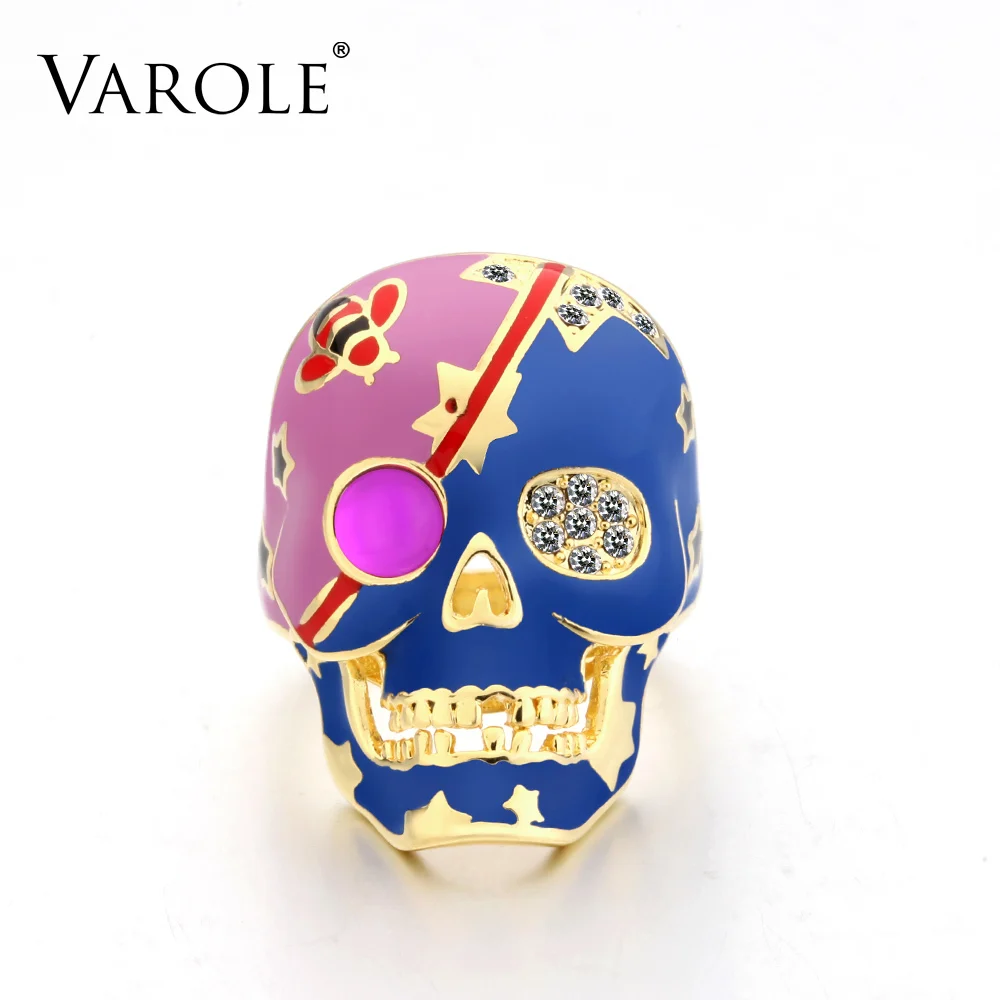 VAROLE Ring 4 Style Scary colored skull Rings for Women Classic Punk ...