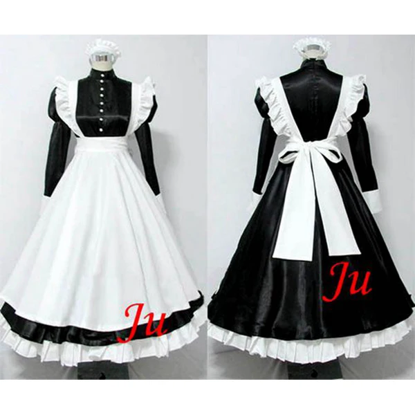 Sexy Sissy Maid Dress Satin Lockable Uniform Cosplay Costume Tailor ...