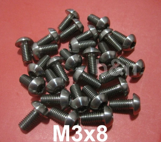 20pcs m3 thread 8mm length Titanium screw M3X8 ISO 7380 Button Head Hex ...