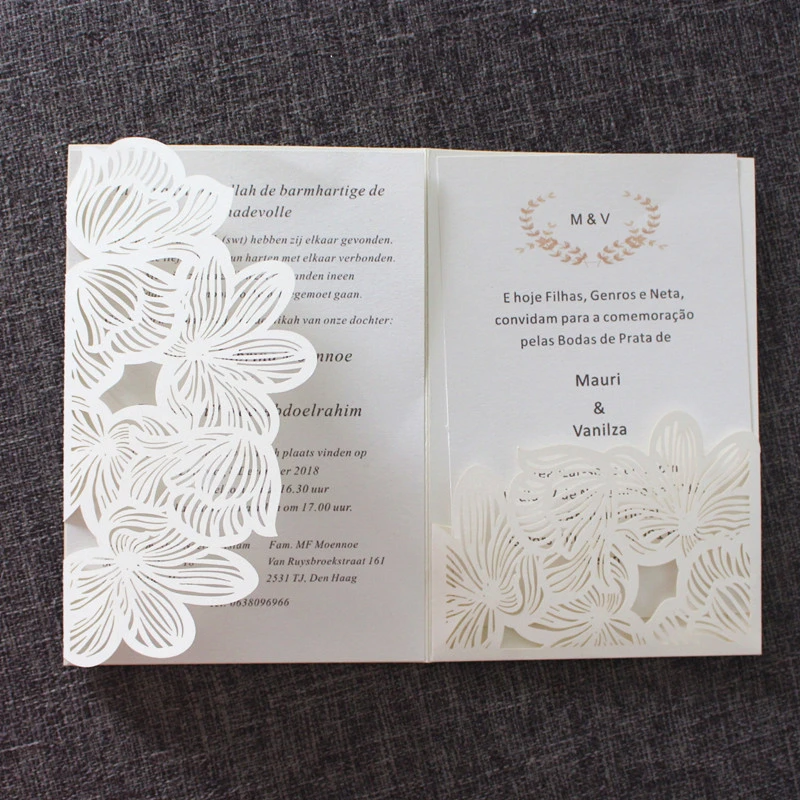 Ivory Invitations Wedding Birthday Engagement Greeting Cards Flower ...