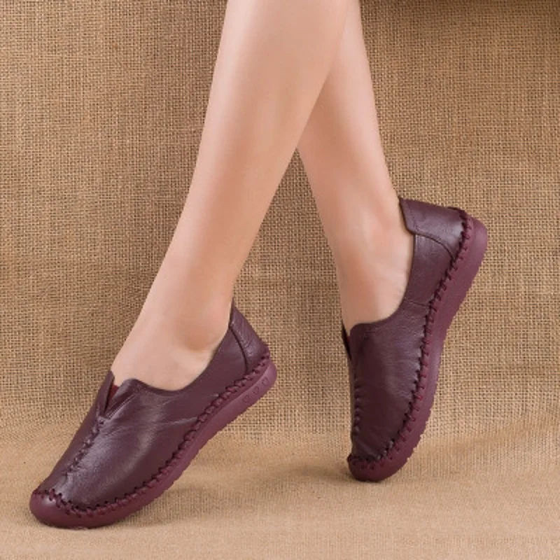 2018 Spring and autumn comfort soft original pure hand stitched leather ...