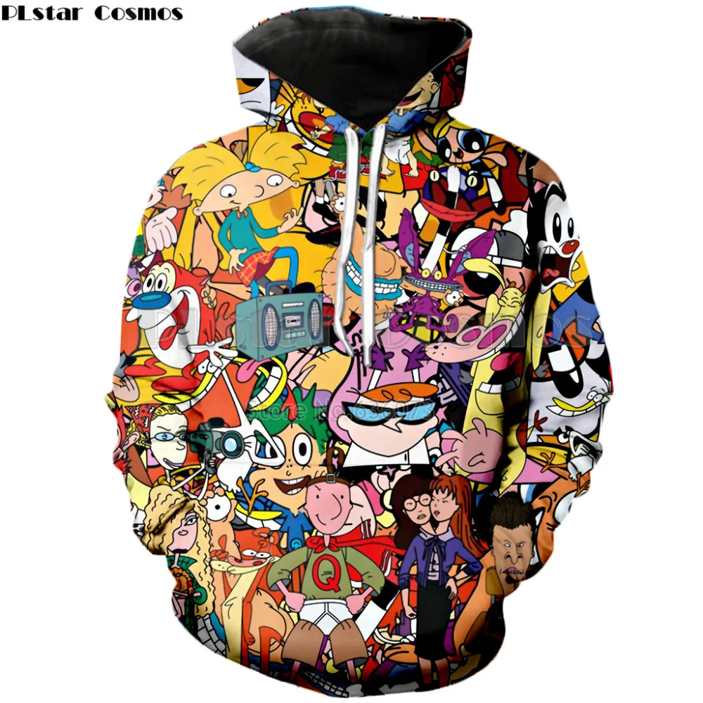 PLstar Cosmos Drop shipping Fashion Men hoodies Cartoon Totally 90's 3D ...