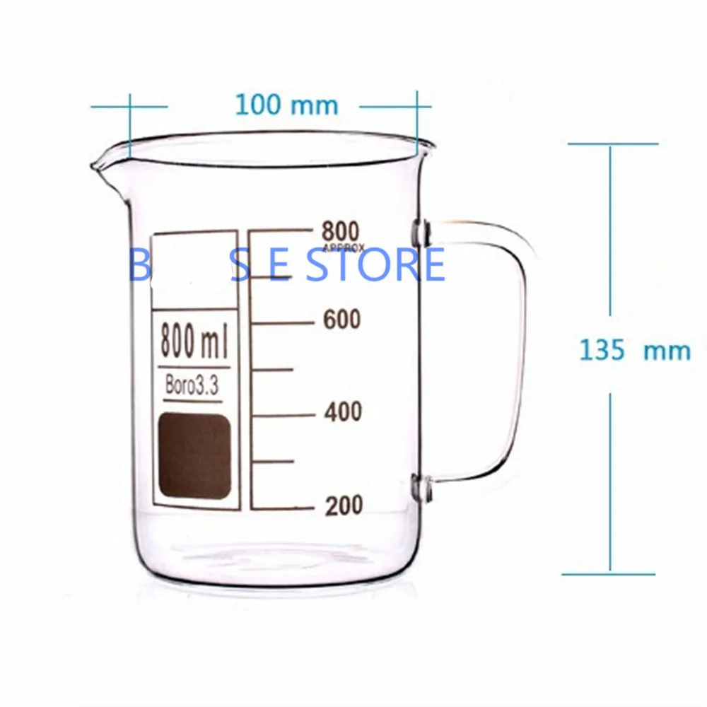 800mL Glass Beaker with Handle New Chemical Lab Glassware Borosilicate ...