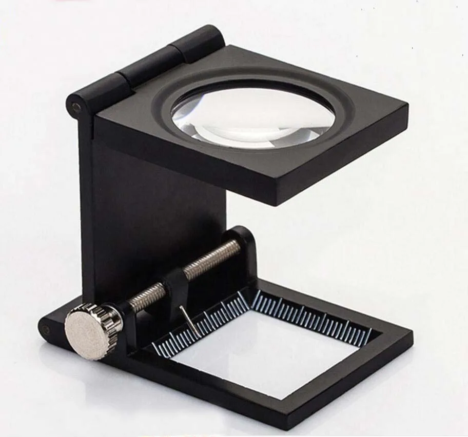 10X 28mm Lens Glass Foldable Metal Cloth Magnifier Loupe Stand Cloth ...