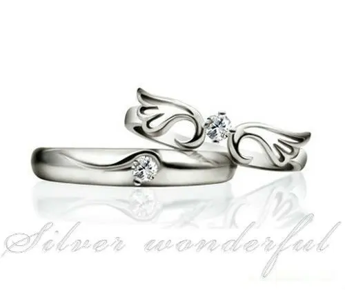 Angel-Wing-925-Sterling-Silver-Wedding-Rings-With-Romantic-Diamond ...