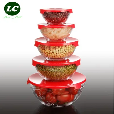 Free Shipping 5pcs Set Bowl Glass Mixing Bowl Salad Bowl Lunch Box Mask ...