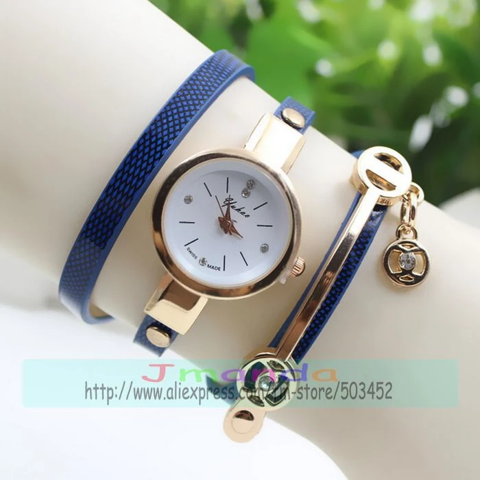 100pcs/lot Yuhao Brand Long Strap Leather Watch Wrap Around Pendant ...