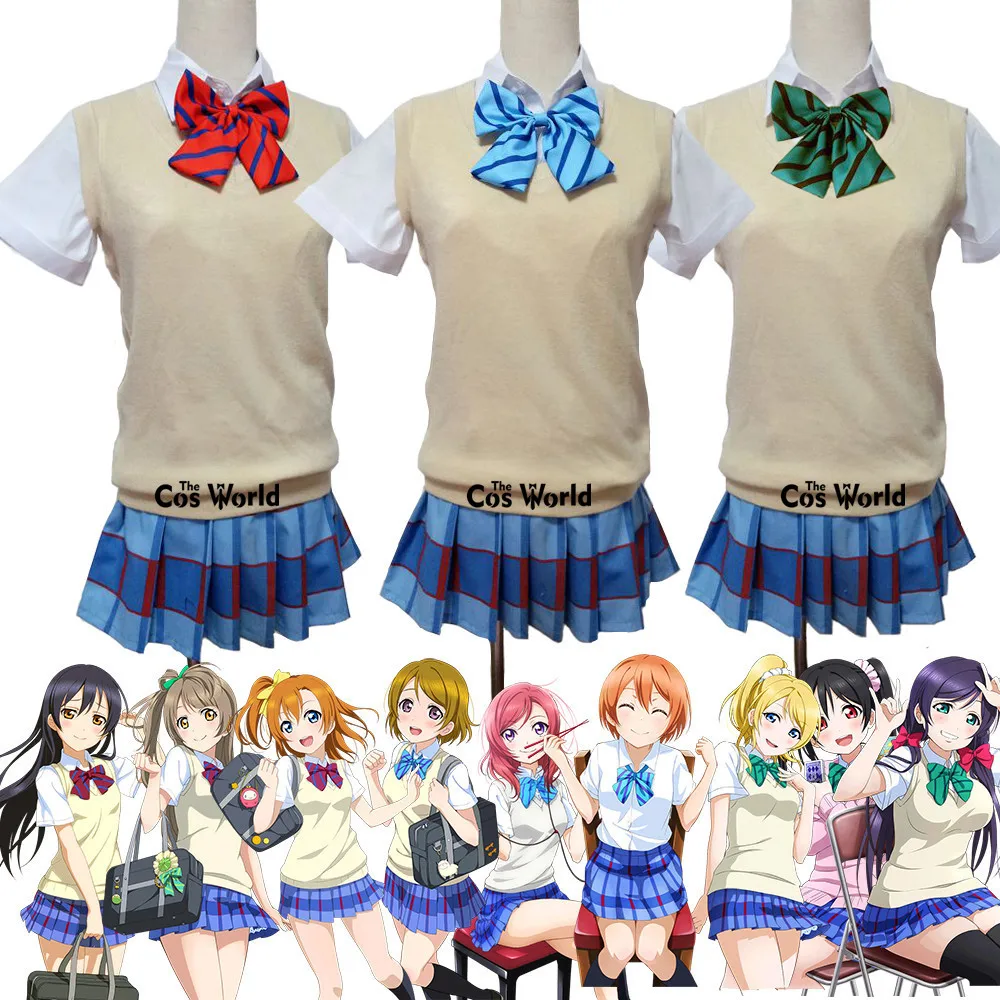 Love-Live-9-Roles-Sweater-Knitwear-Vest-Tops-Shirt-Dress-School-Uniform ...