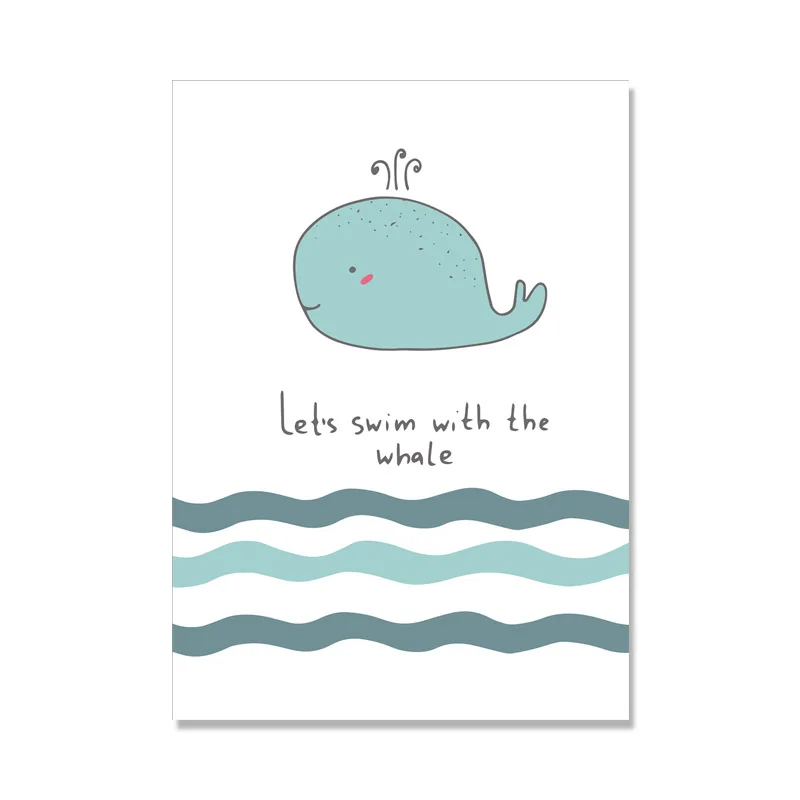 Nordic Style Kids Decoration Cartoon Cute Blue Poster Picture Boy Kids ...