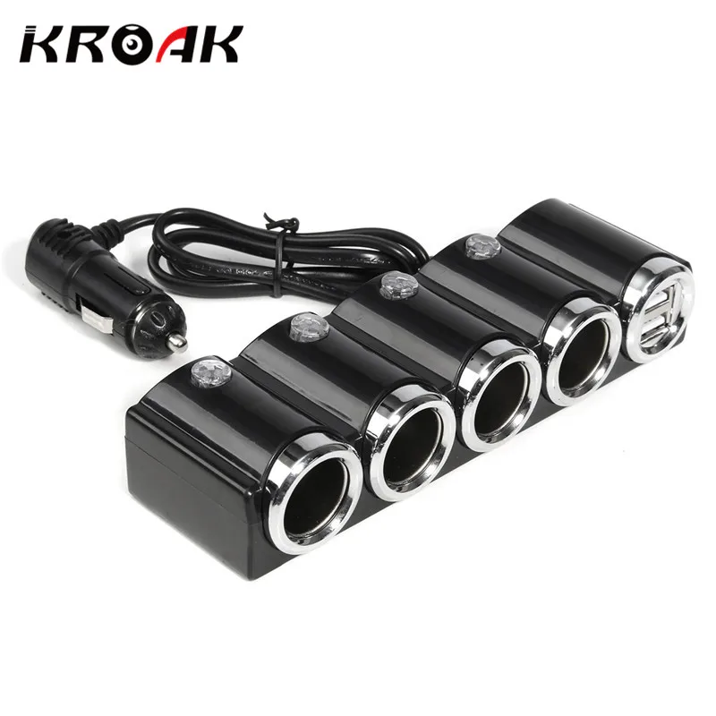 120w 12v 4 Way Multi Socket Car Charger Vehicle Auto Car Cigarette