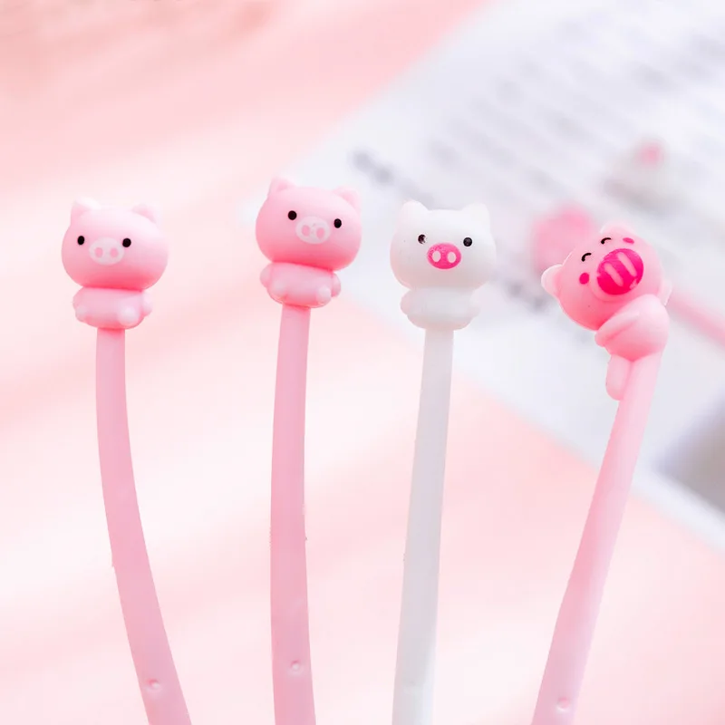(3 Pieces/lot) Cute Pink Pig Gel Pen Kids Cartoon Black Ink Pen|Gel ...