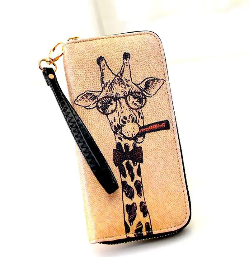 Budalaa PU Leather Women Wallet Kawaii Giraffe Long Coin Purse Men ...