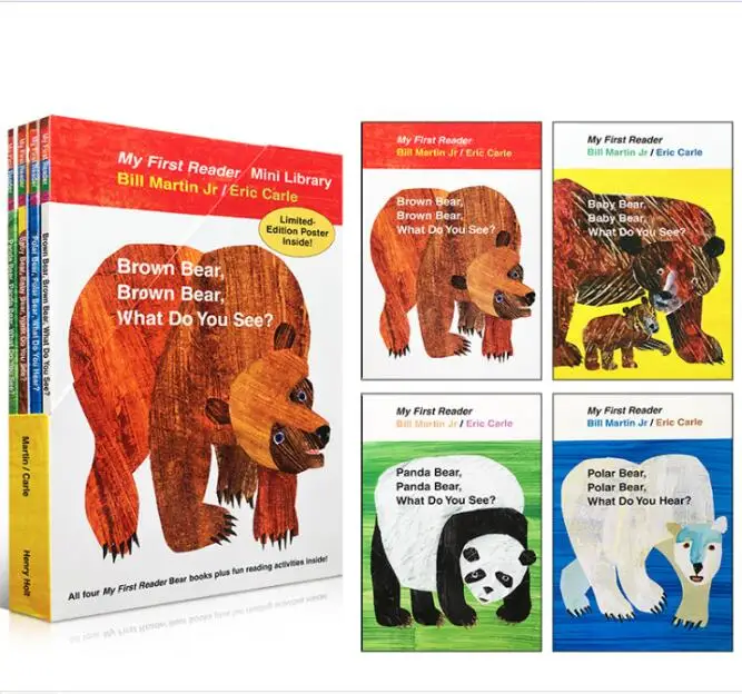 4PCS-English-Learning-Books-Children-My-First-Reader-Mini-Library-Brown ...