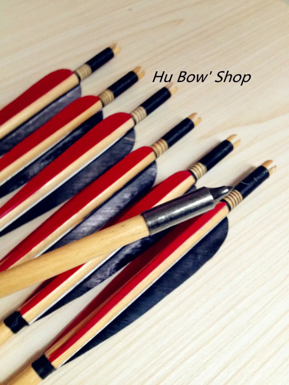 12pcs traditional wooden arrows turkey feather for archery hunting ...