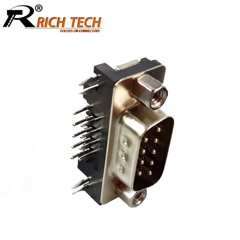 2PCS DB9 PCB Mount Right Angle D Sub 9 pin Male Plug RS232 Connector ...