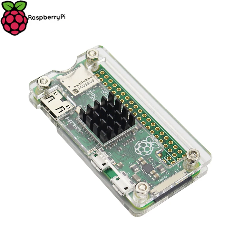 Raspberry Pi Zero W wireless Acrylic Case with Heat Sink Clear Black ...