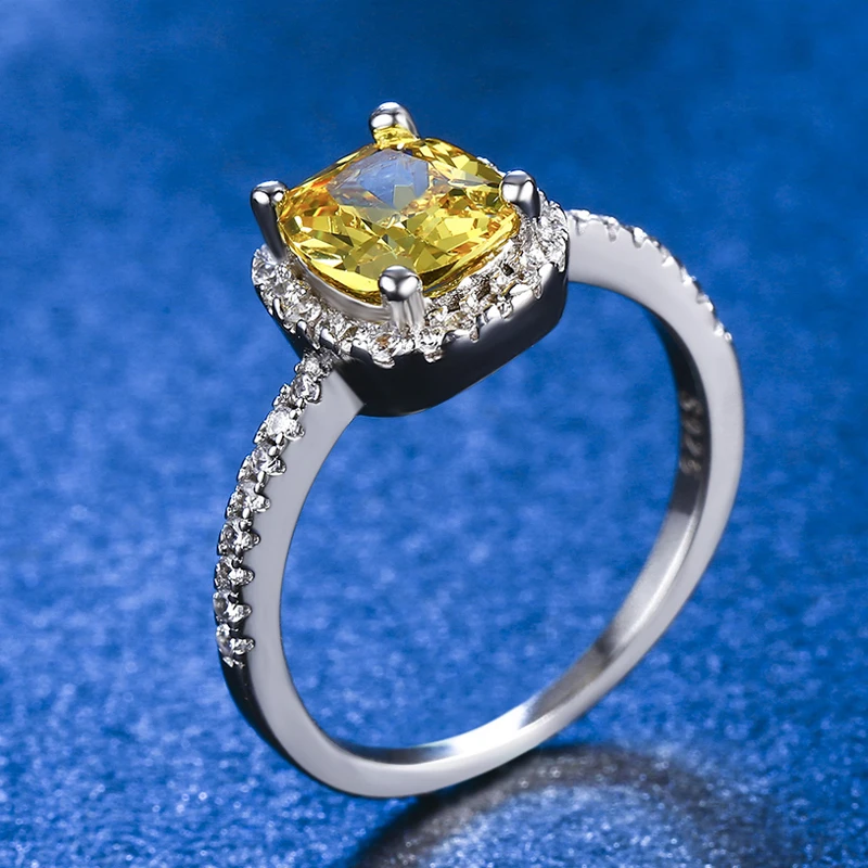 2018 New Arrival Silver Plated Ring Classic Square Cubic Zirconia ...