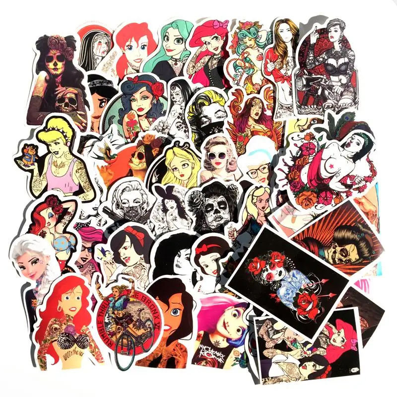 New 50pcs Lot Styling Pvc Waterproof Sexy Beauty Girls Stickers For