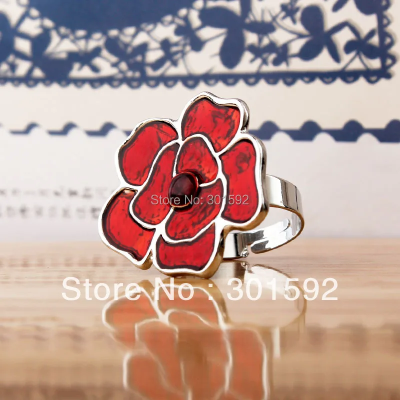 Top Quality Alloy Flower Finger Rings (2ps/lot) Silver plated Enamel ...