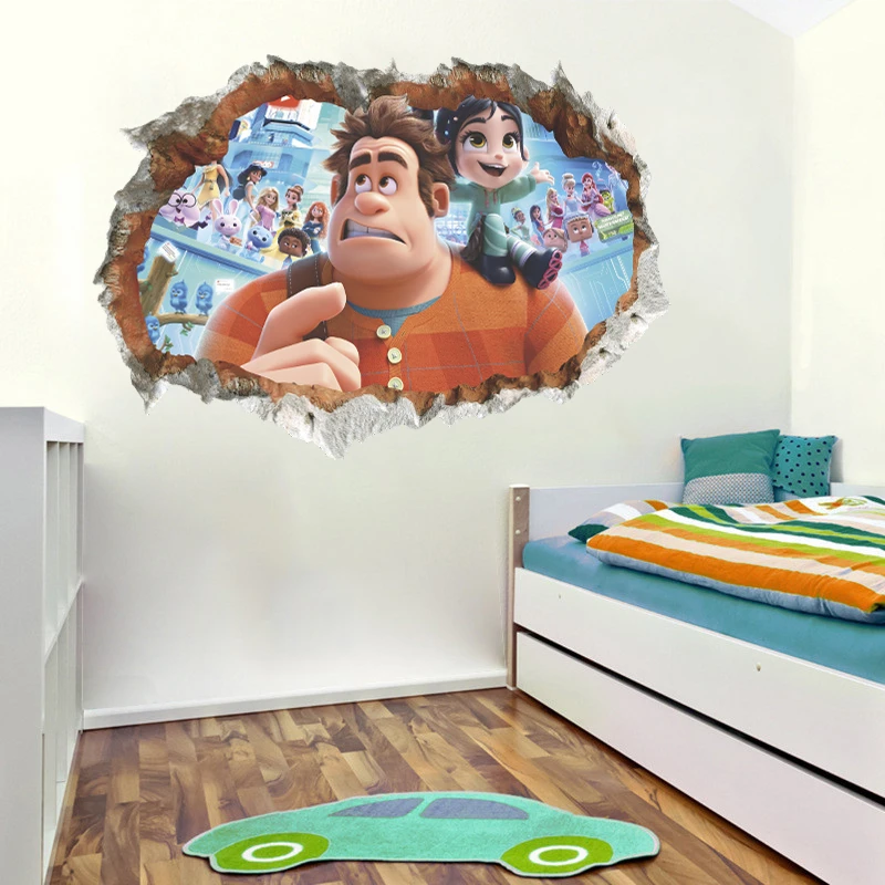 3d Wreck It Ralph breaking through wall stickers bedroom home decor ...