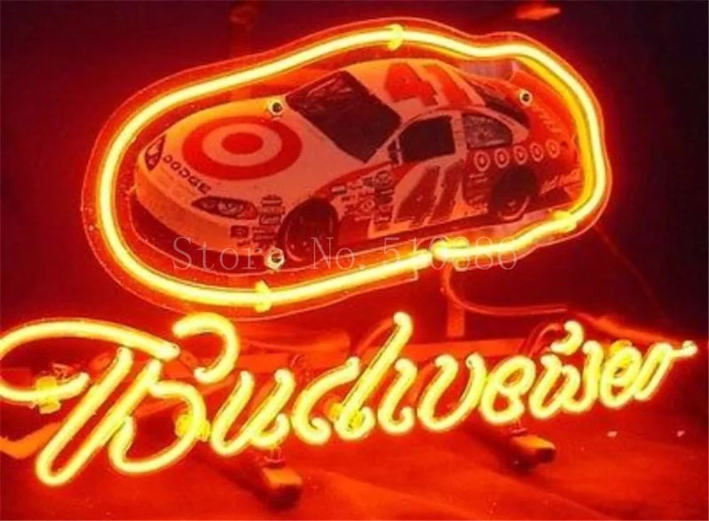 NEON SIGN For New Budweiser Nascar #41 Racing Car Signboard REAL GLASS ...