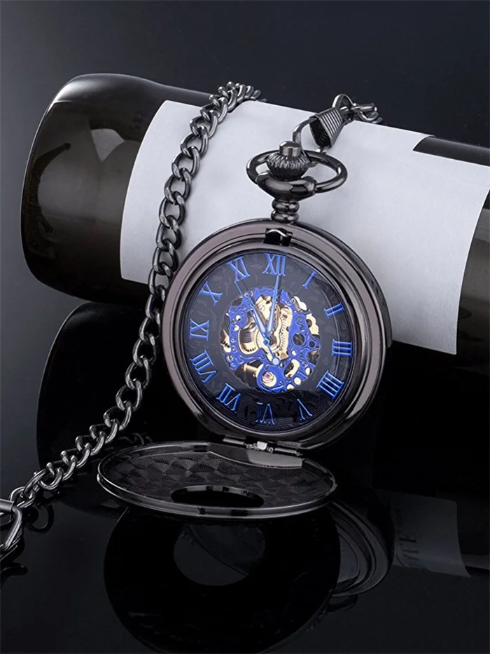 New Arrival Carved Black Double Opened Steampunk Mechanical Pocket ...