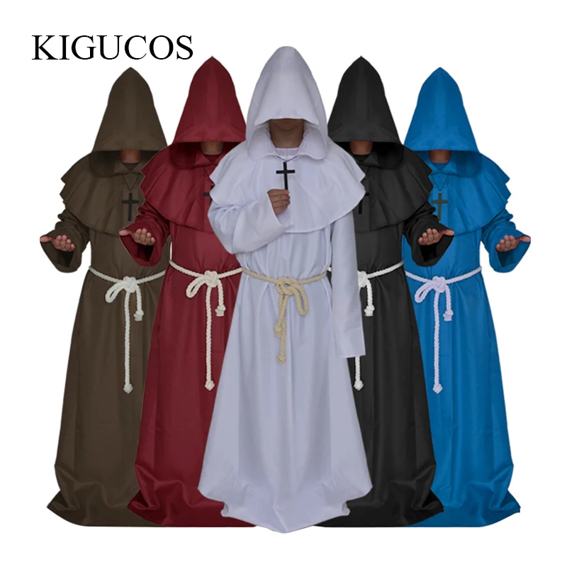 KIGUCOS Medieval Renaissance Priest Halloween Cosplay Costumes Monk ...