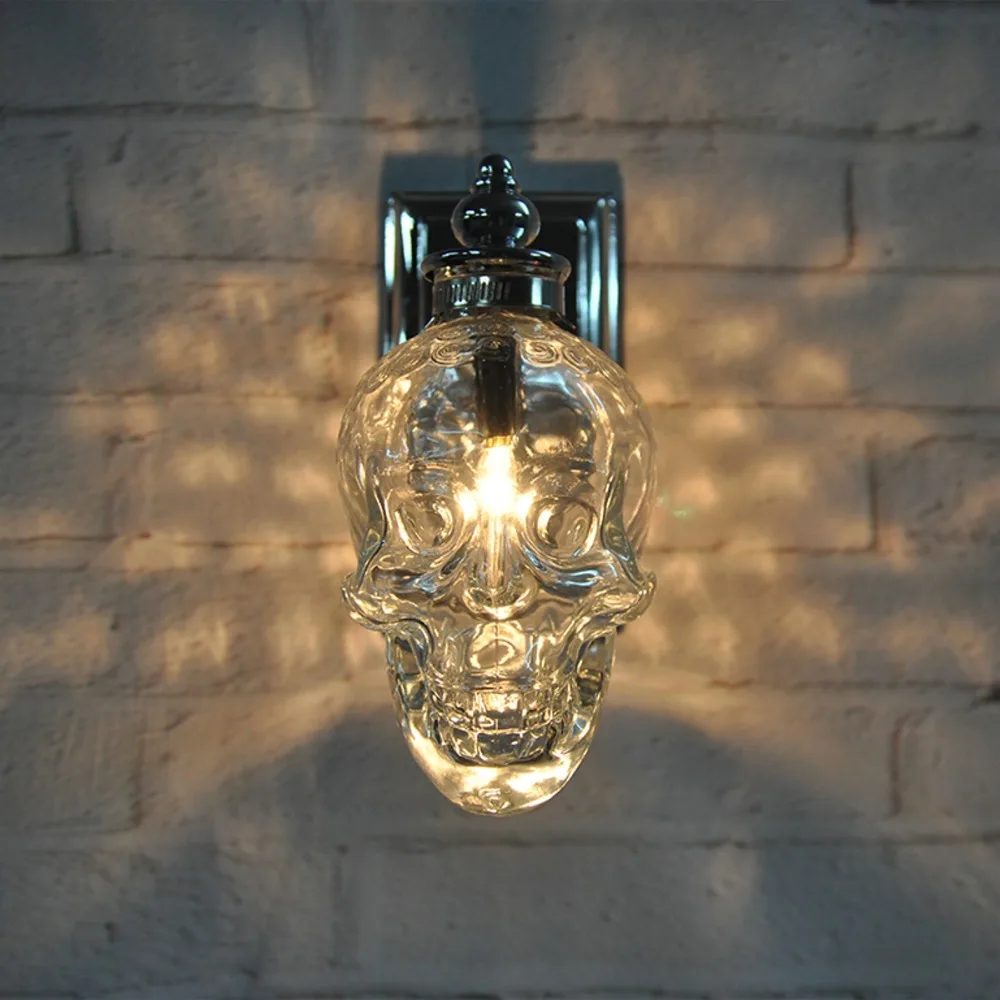 Creative Bougeoir Living Room Bedroom Glass Wall Light Mural Skull Wall ...