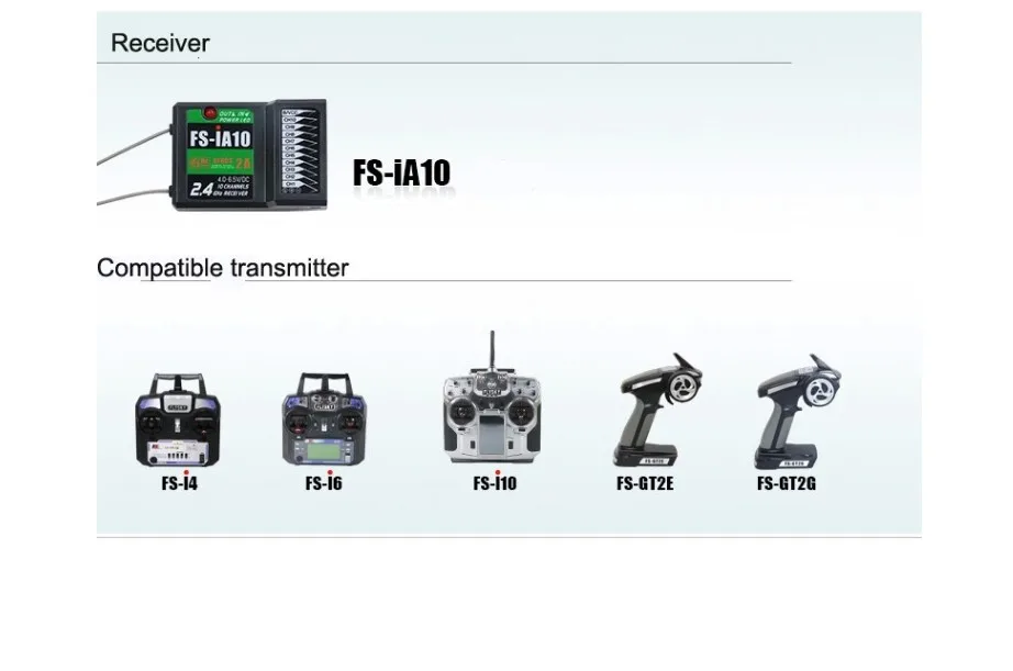 FlySky FS-IA10 10ch 2.4GHz receiver for FPV quadcopters.