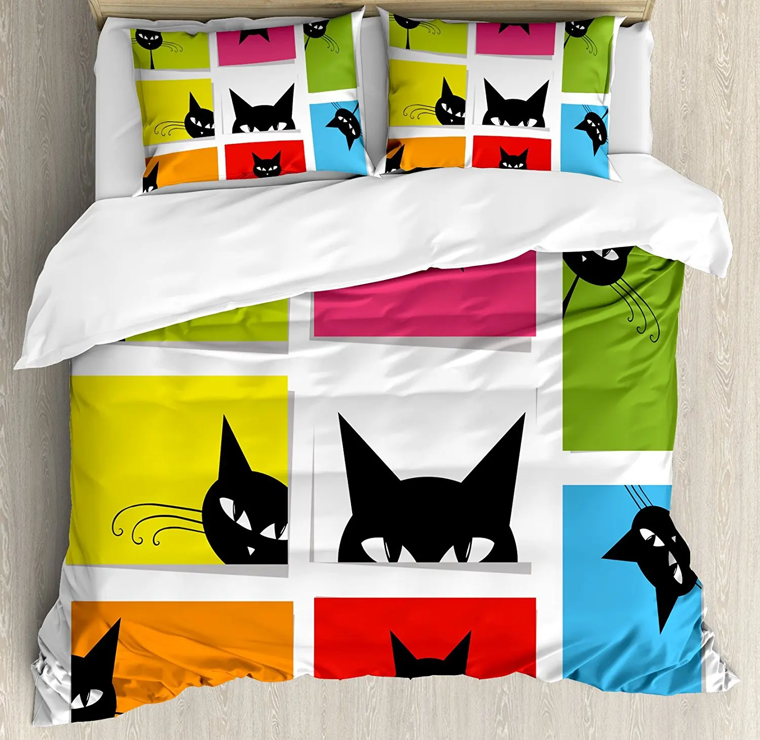 Funny Duvet Cover Set King Size Cat Faces From Different Angles In funny-duvet-cover-set-king-size-cat-faces-from-different-angles-in