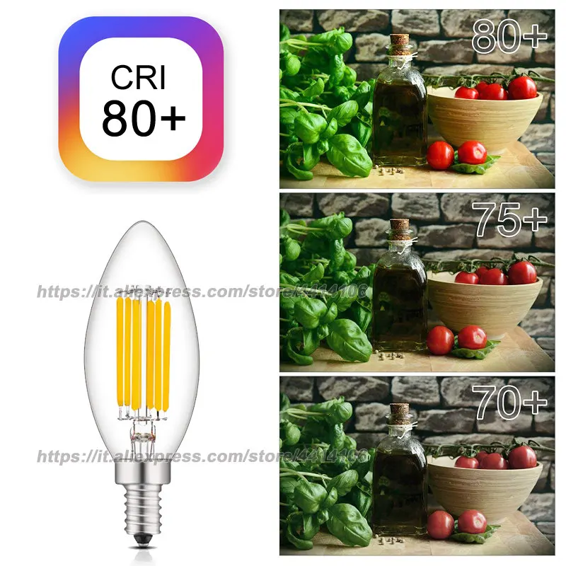 6W 2700K Warm White, 60W Equivalent E14 Base Filament LED Candle Bulbs ...