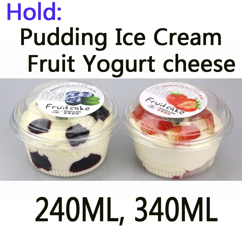 푸딩 아이스크림 치즈 플래터 과일 크림 포장 요구르트 뚜껑 컵 용기 상자의 투명 플라스틱 포장 상자 100 세트plastic Fruitbox Boxbox Clear