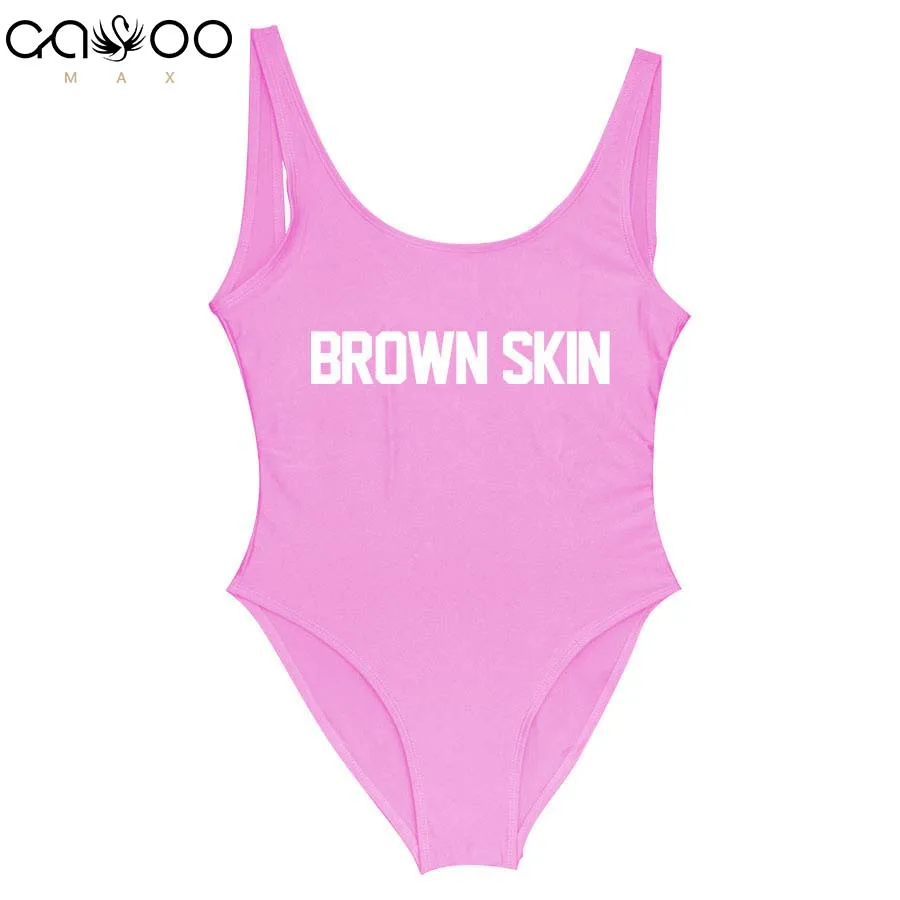 BROWN SKIN 2018 Women Sexy One Piece Swimsuit Letter Swimwear Monokini ...