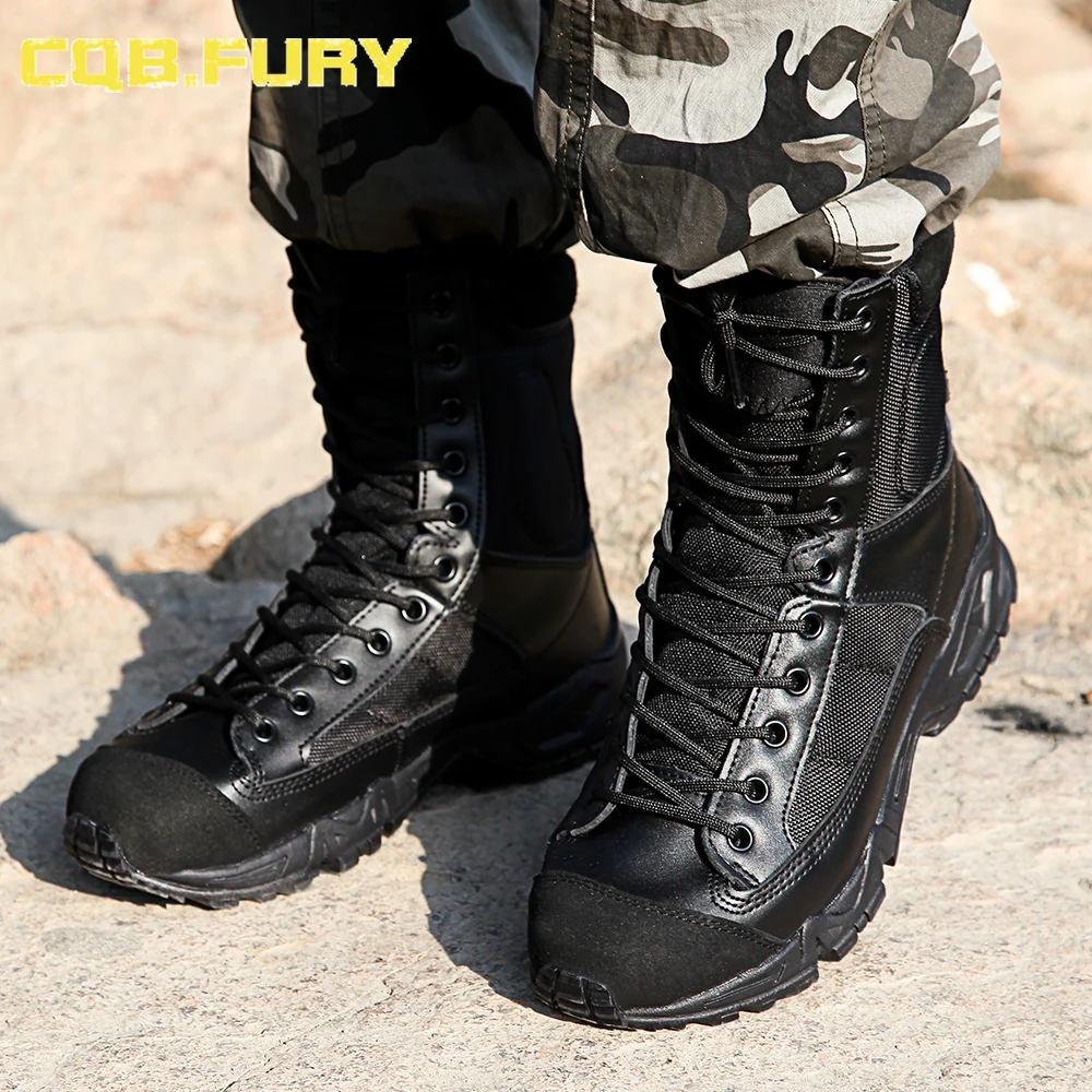 CQB-FURY-Mens-Leather-Tactical-Boots-ankle-strap-black-Leather-Boots ...