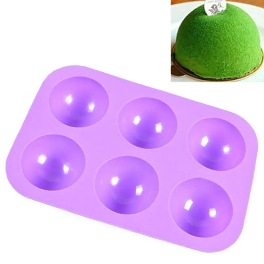 NEW 6 Cavity Half Ball Sphere Baking Mould Non stick Dessert Pan Cake ...