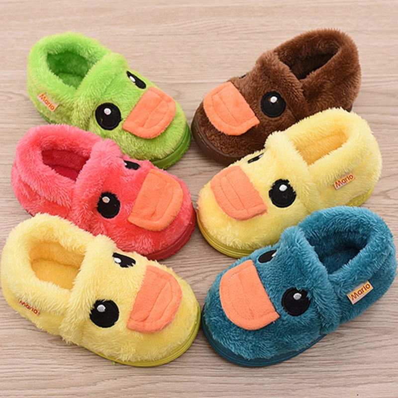 Cute Winter Cartoon Warm Boys Girls Slippers Kids Lovely Animal Shape ...