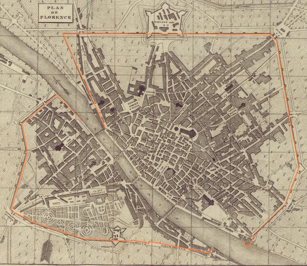 Plan De la ciudad De Florencia urbano mapa Vintage clásico Retro Kraft ...